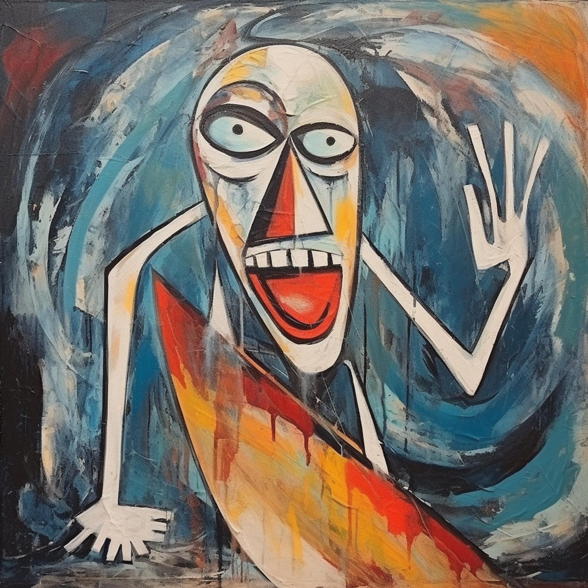 Abstract Painting of Dog: Grotesque Caricatures and Trapped Emotions Abstract Painting of Dog: Grotesque Caricatures and Trapped Emotions