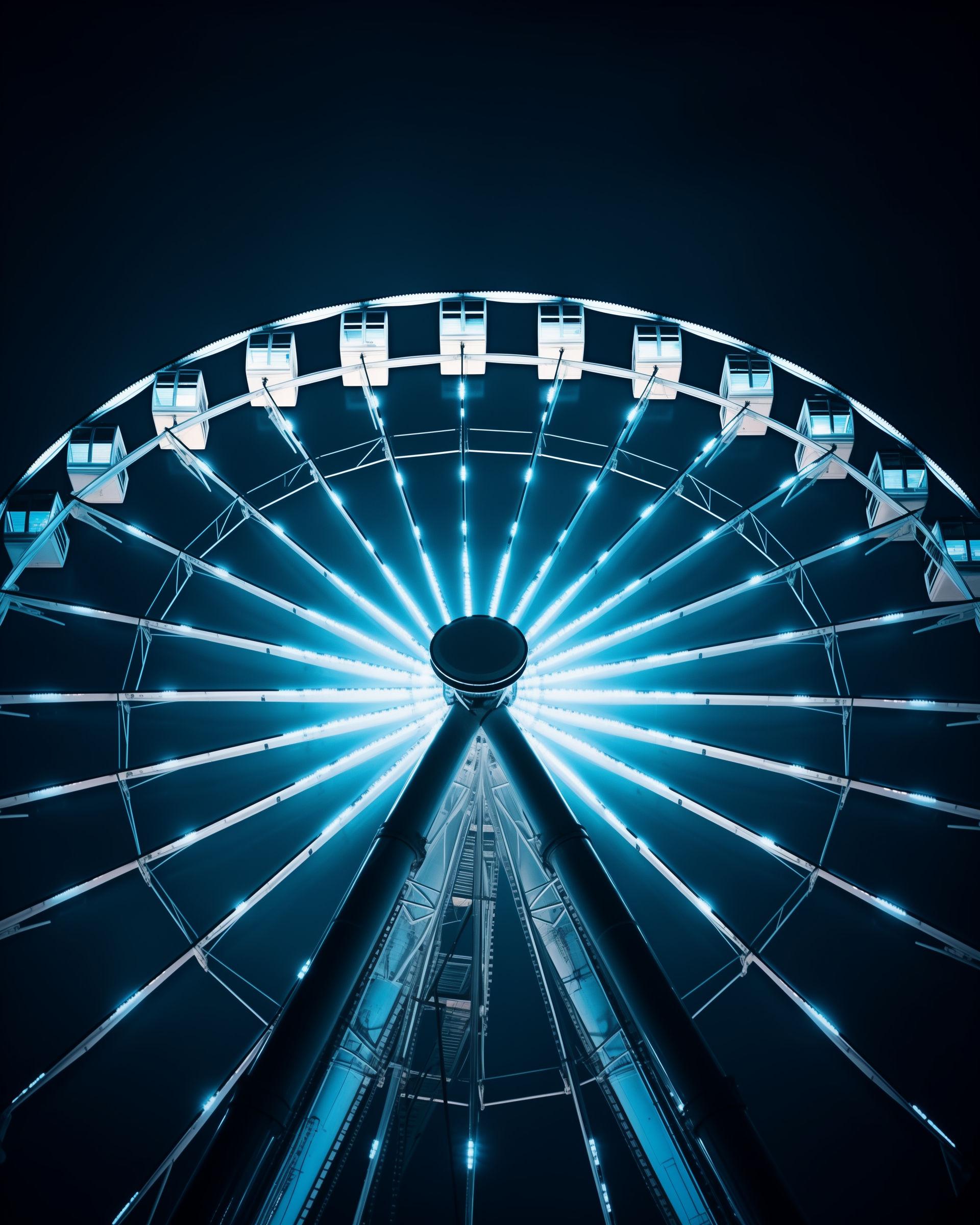 Big Circular Ferris Wheel Illuminated In Blue Lights Free Ai Art Prompts