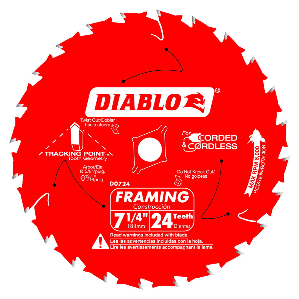 D0724A | Circular Saw Blades | Wood Cutting | Framing - Diablo Tools