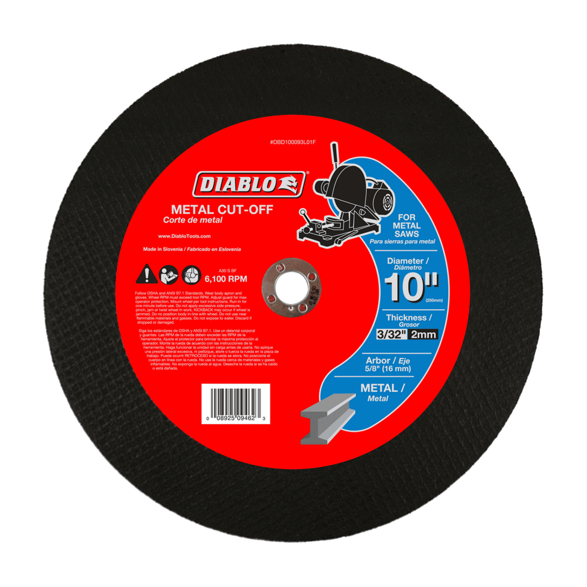 DBD100093L01F | Cut-Grind | Metal Cutting | Bonded Abrasive - Diablo Tools