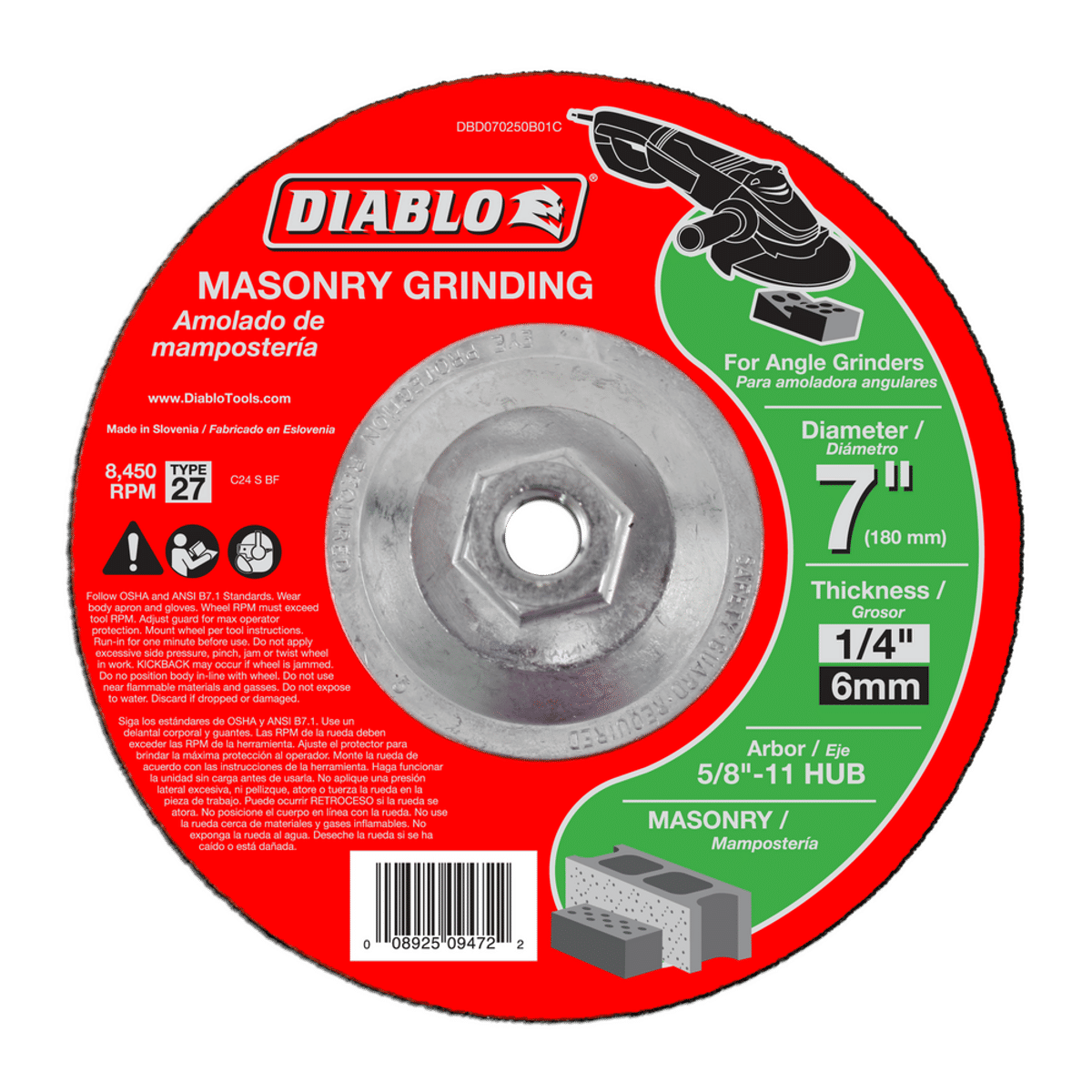 DBD070250B01C | Cut-Grind | Masonry Grinding | Bonded Abrasive - Diablo ...