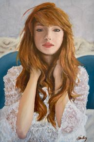 Woman in white lace, by the artist Angela Vaudry | Gallea