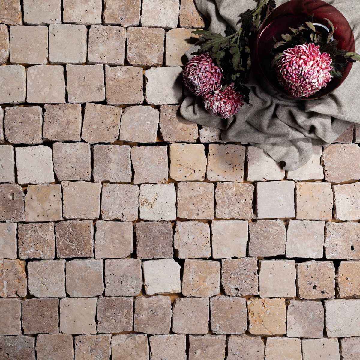 IRONWOOD Travertine - Cobblestones Thin Format - Unfilled & Honed ...