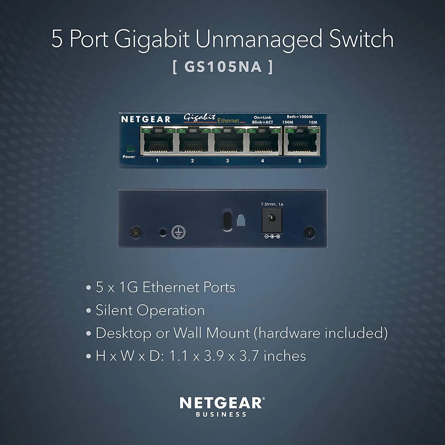 NETGEAR 5-Port Gigabit Ethernet Unmanaged Switch, Sturd