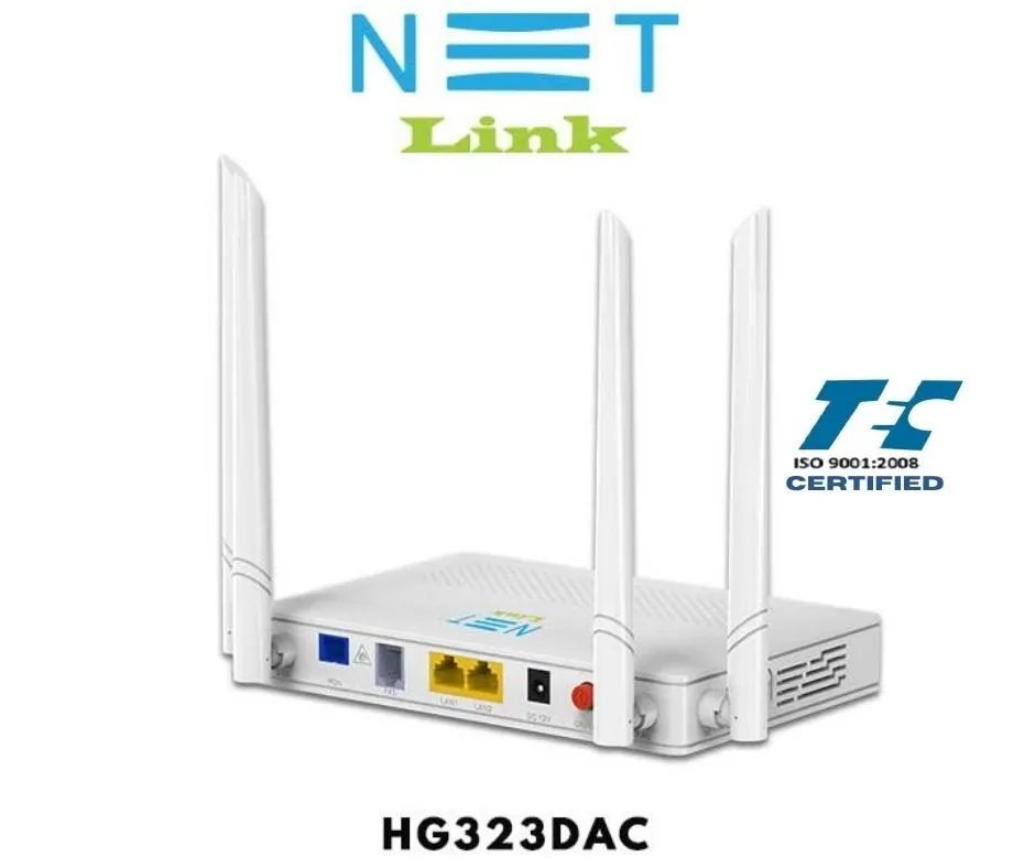 NETLINK GPON ONT ONU 2GE+1POTS+ AC WiFi HG323DAC 4 Ante