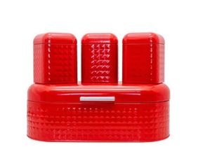 Bread Bin with 3 Piece Canister Set - Red | LEROY MERLIN South Africa