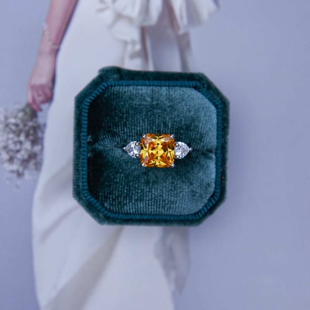 Square Cut Citrine Ring - NANKIA
