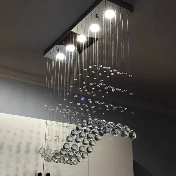 Modern LED Rectangle Living Room K9 Crystal Chandeliers Light Fixtures ...