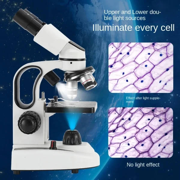 40X-1000X composite binocular microscope, dual LED illumination, with ...