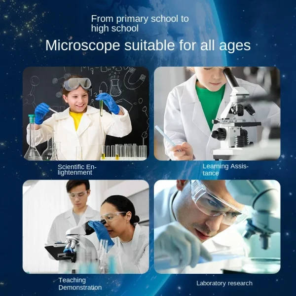 40X-1000X Composite Binocular Microscope, Dual LED Illumination, With ...