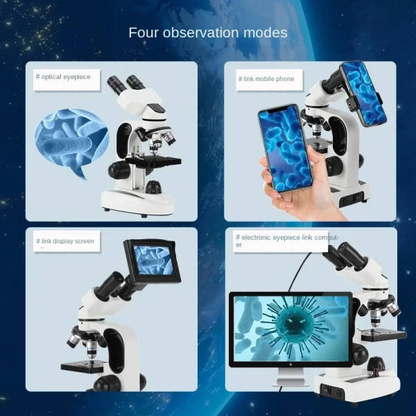 40X-1000X composite binocular microscope, dual LED illumination, with ...