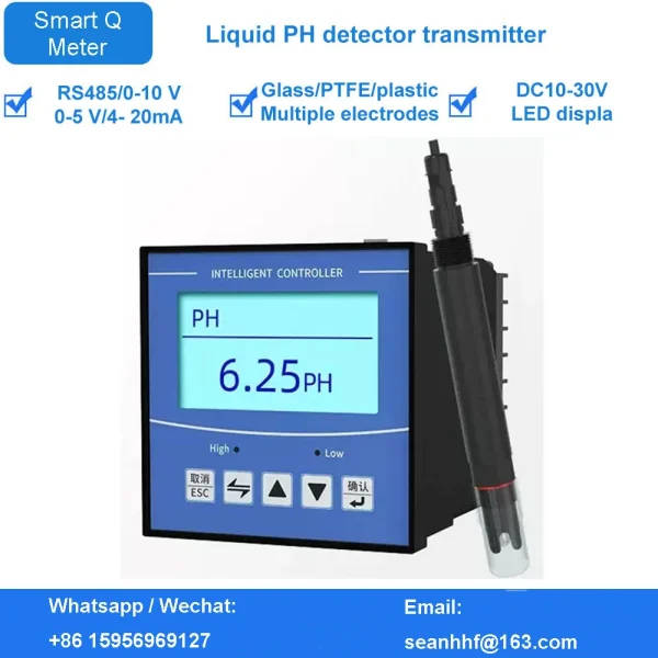 LED PH Meter Controller | Industrial ORP Detector | PTFE Electrode Probe
