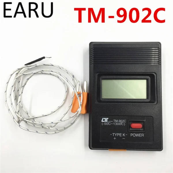 Digital LCD Industrial Thermometer TM-902C: Thermocouple Probe ...