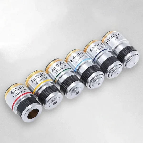 Achromatic Objective Lens Set For Biological Microscopes (4X, 10X, 40X ...
