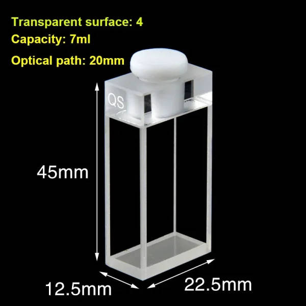 20mm Quartz Fluorescent Stopper Colorimetric Dish For Laboratory Use