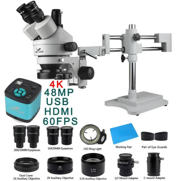 Trinocular Stereo Microscope With 48MP 4K Camera - 3.5X-90X Zoom For UK ...