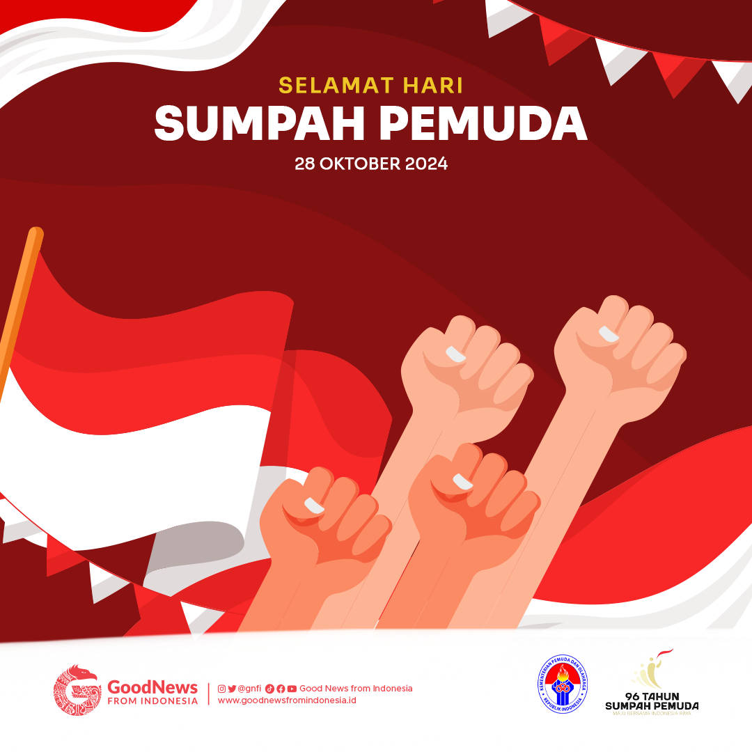 Poster Digital Hari Sumpah Pemuda 2024 Simple Bergambar Kartun