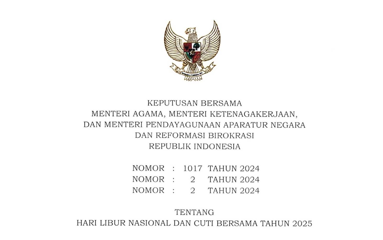 Tanggal Libur Nasional dan Cuti Bersama 2025 Dirilis, Ada 27 Tanggal ...