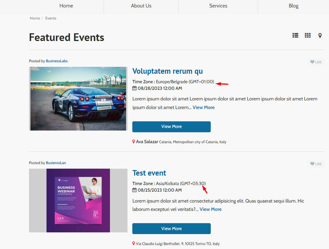 Guide to Displaying Time Zones in Brilliant Directories Events
