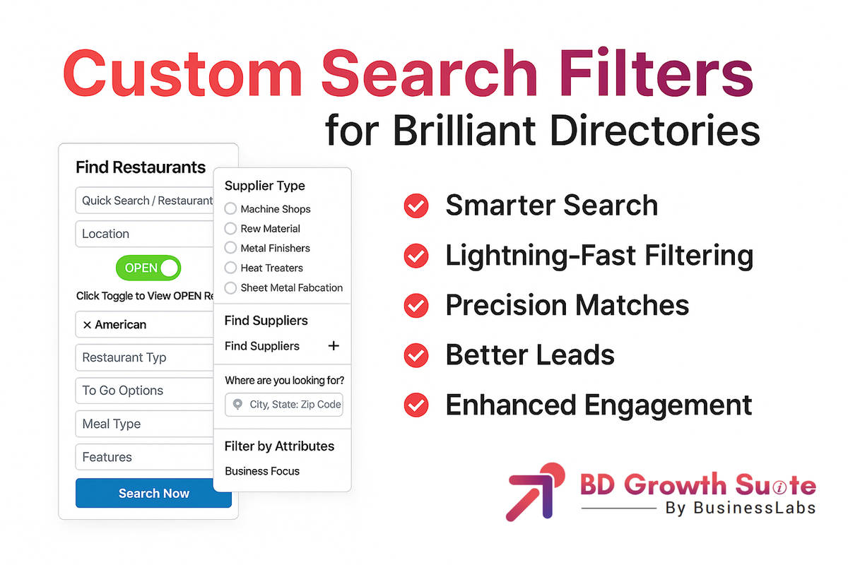 Custom Search Filters for Brilliant Directories | BD Growth Suite.