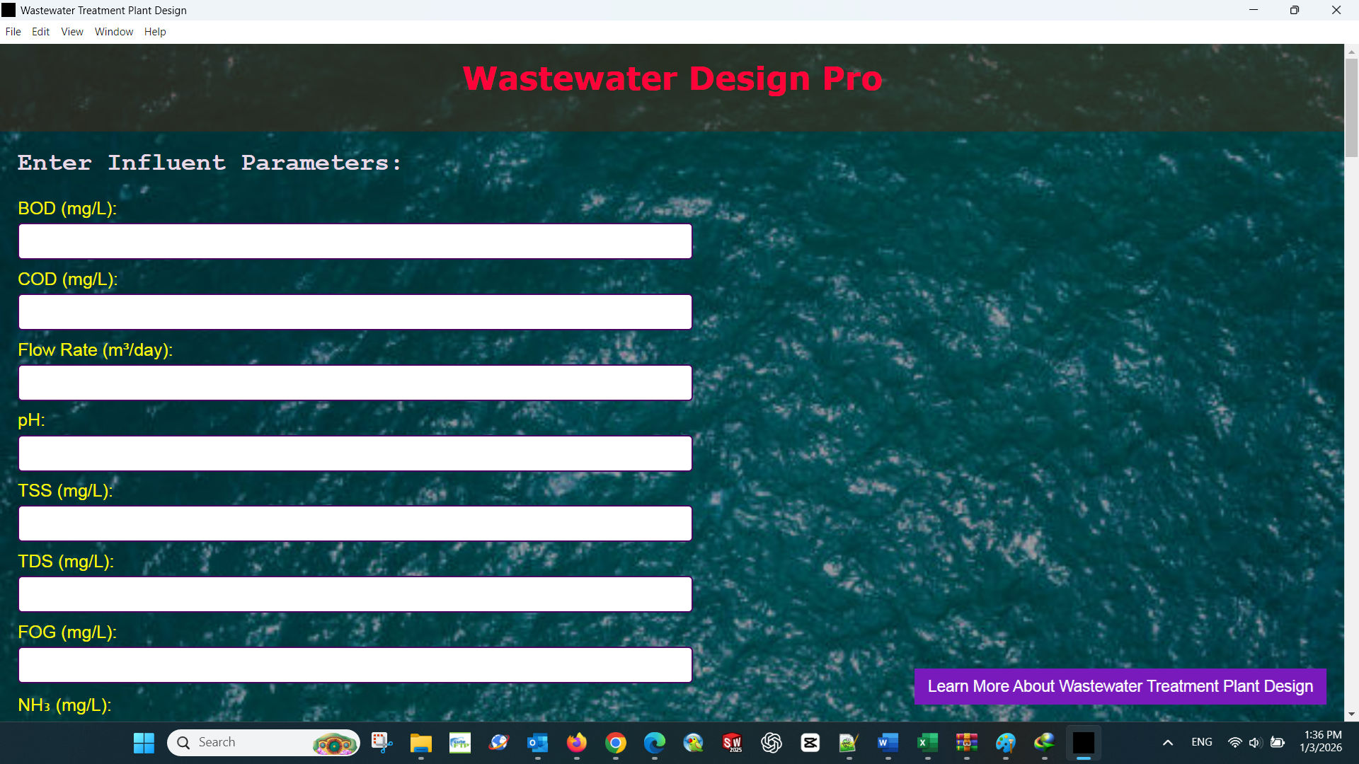 Wastewater design software