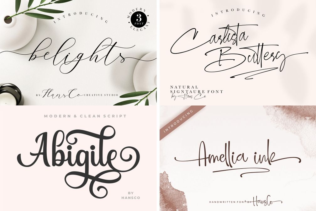 Script Handwriting Font Bundle, Font Cursive and Font with Heart