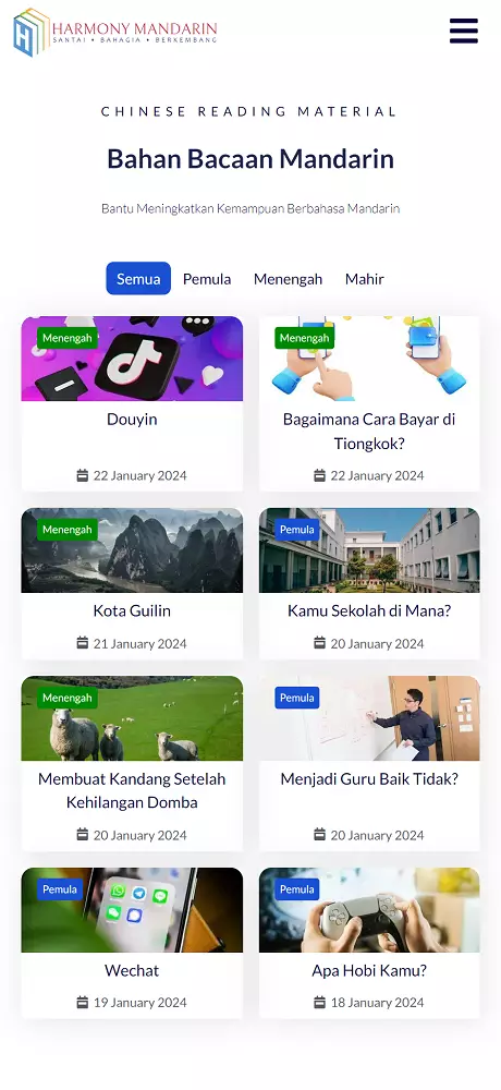 Kursus Les Mandarin Online Gratis di Harmony Mandarin