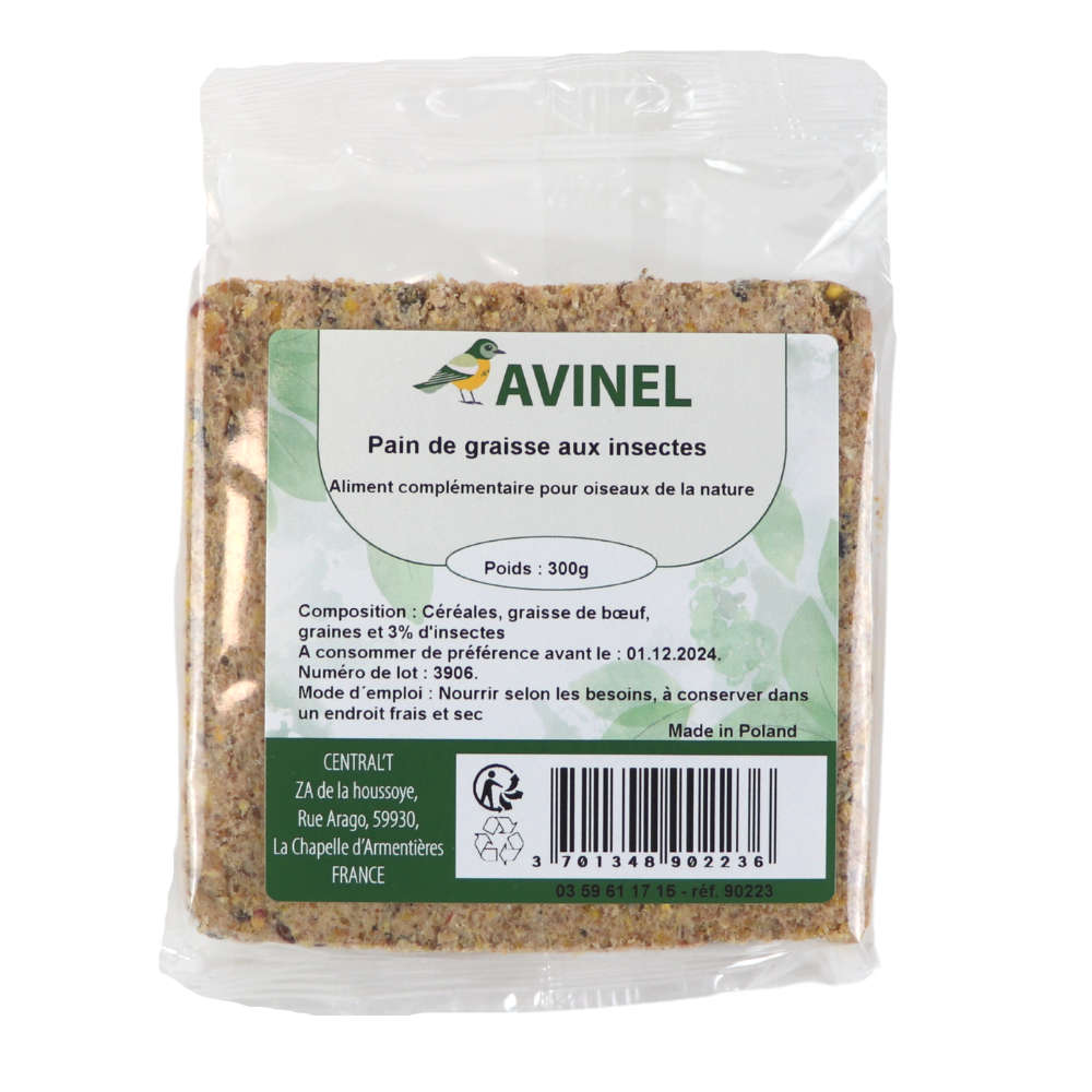 Avinel pain de graisse aux insectes - JMT Alimentation Animale