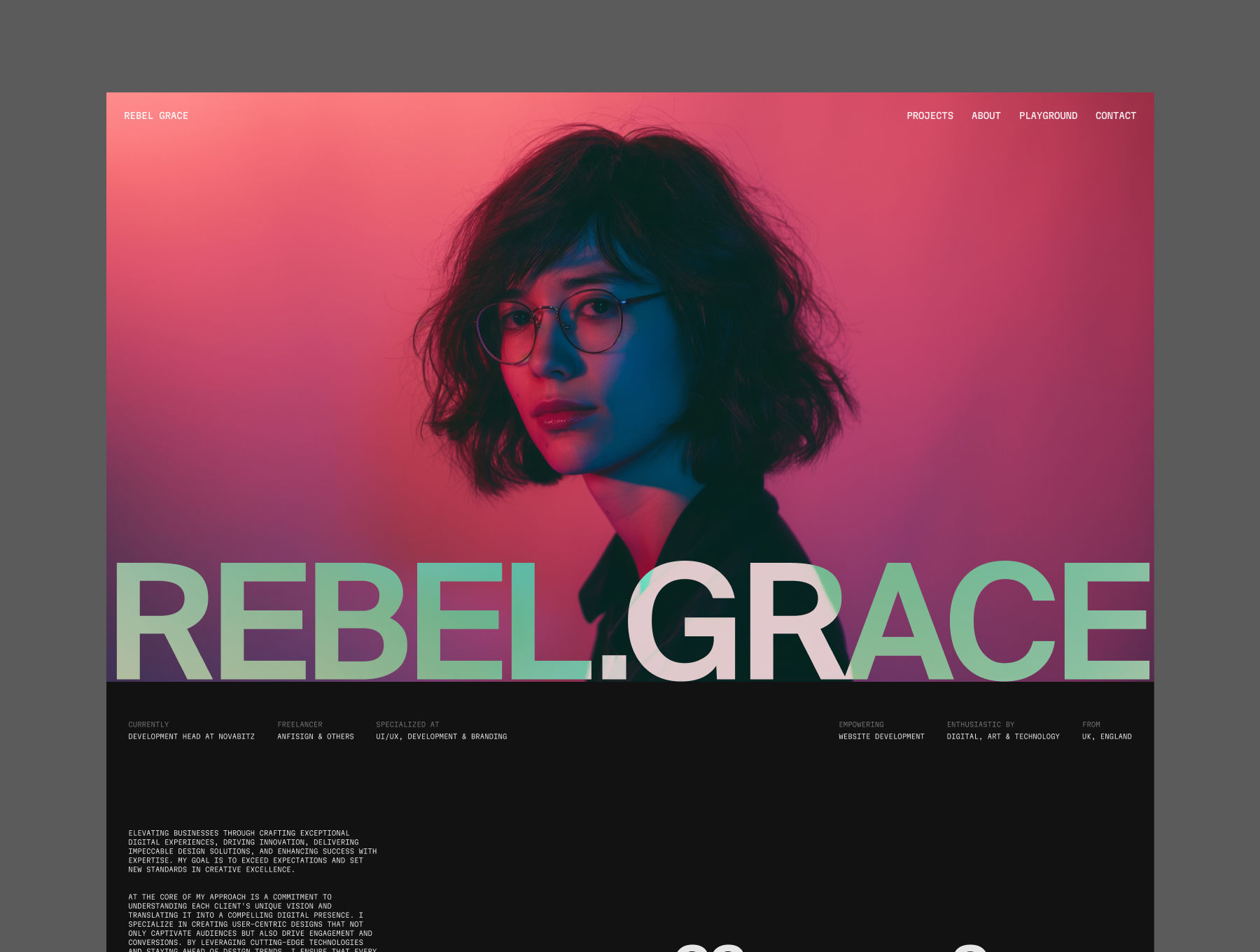 Rebel Grace - Portfolio Coded | Devplates