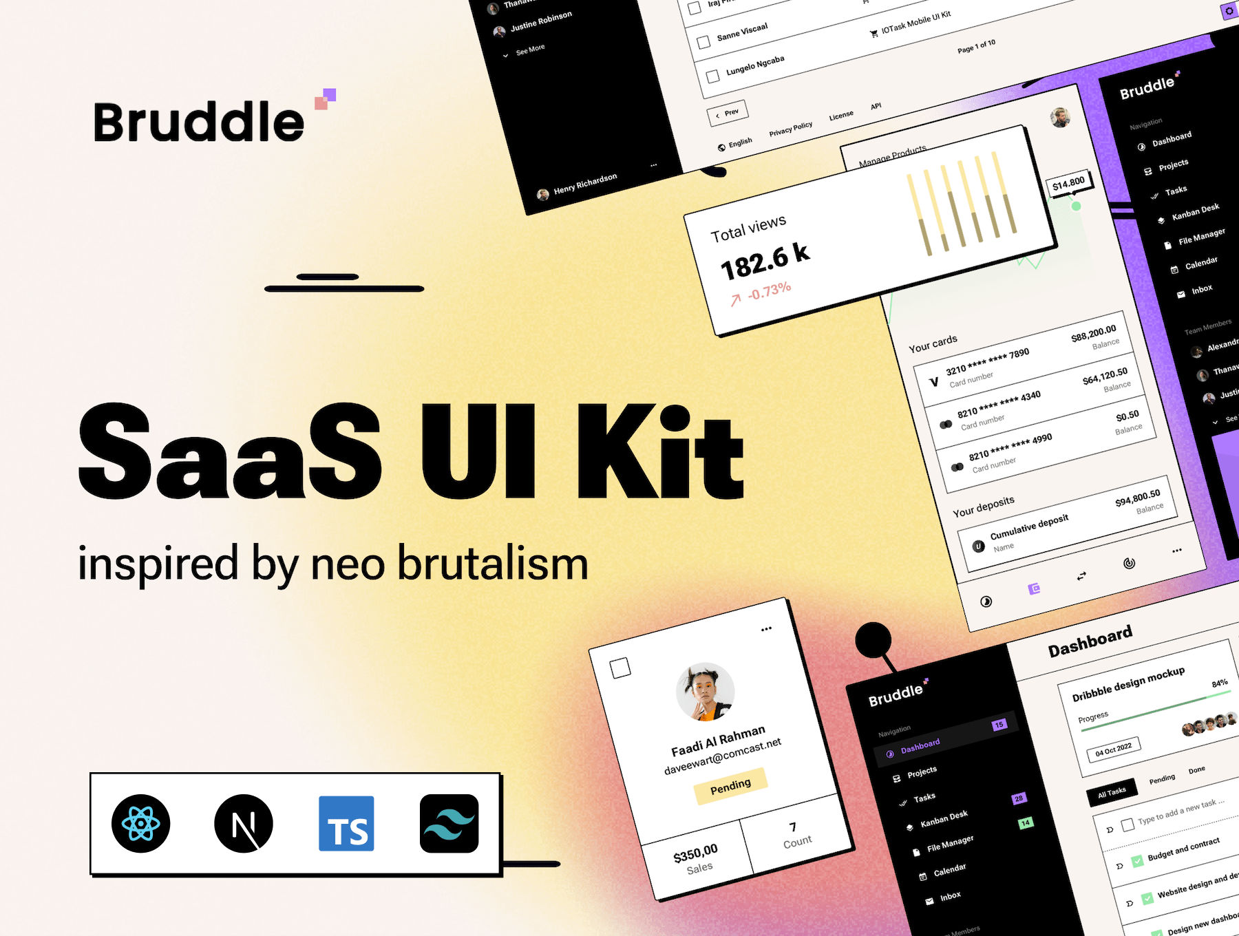 Bruddle - Neo brutalism coded UI Kit | Devplates