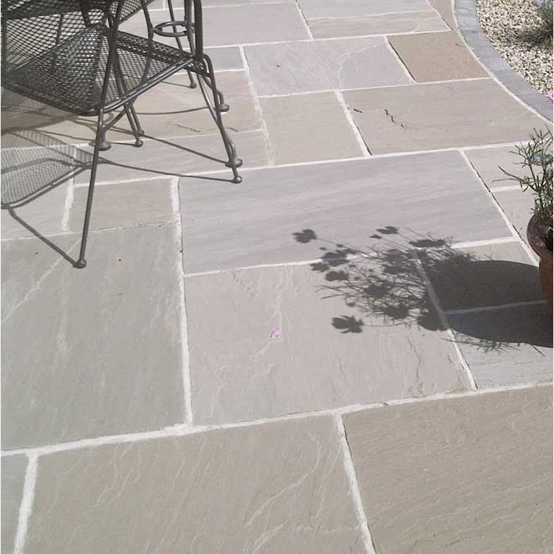 Raj Green Patio Paving Slabs 900 x 600 / Indian Sandstone / Four Edges