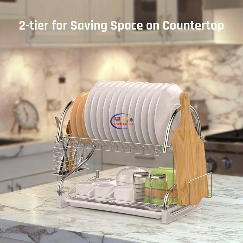 Double Layer Dish Rack I 2 Tier Dish Drying Rack I Steel