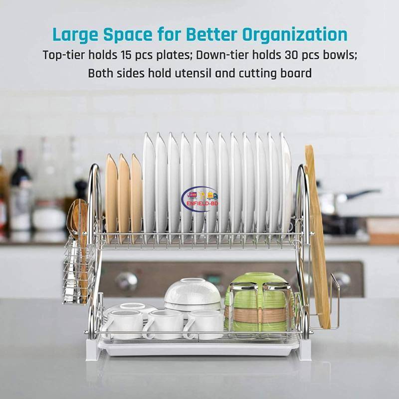 Double Layer Dish Rack I 2 Tier Dish Drying Rack I Steel