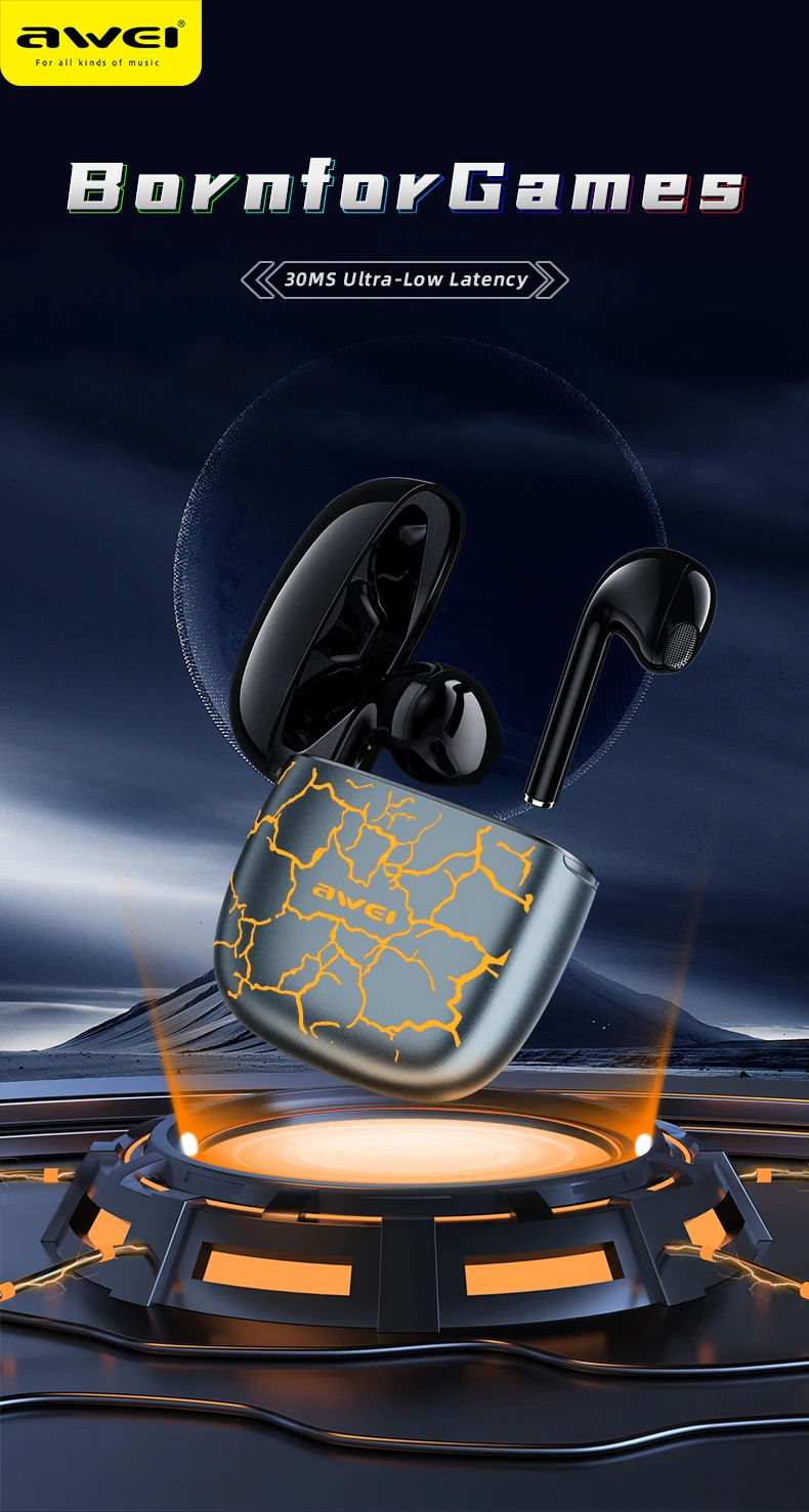 AWEI T28 Pro RGB In-ear TWS Bass Low Latency Wireless Earphones