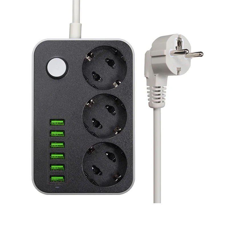 LDNIO Power Socket 6 USB Port Black 5V 3.4A Charger