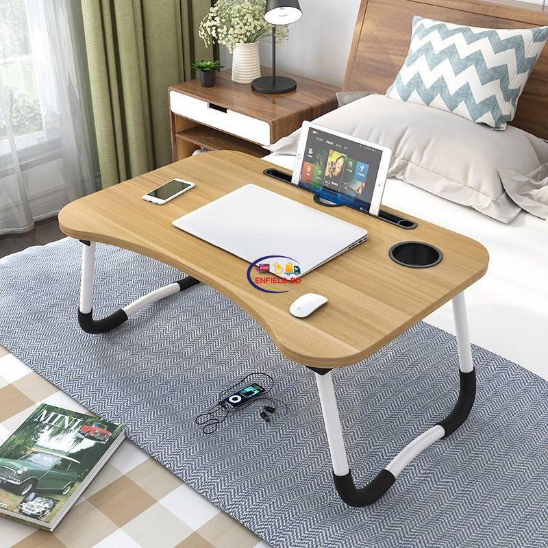 Wooden Foldable Computer Desk Folding Laptop Stand Holder