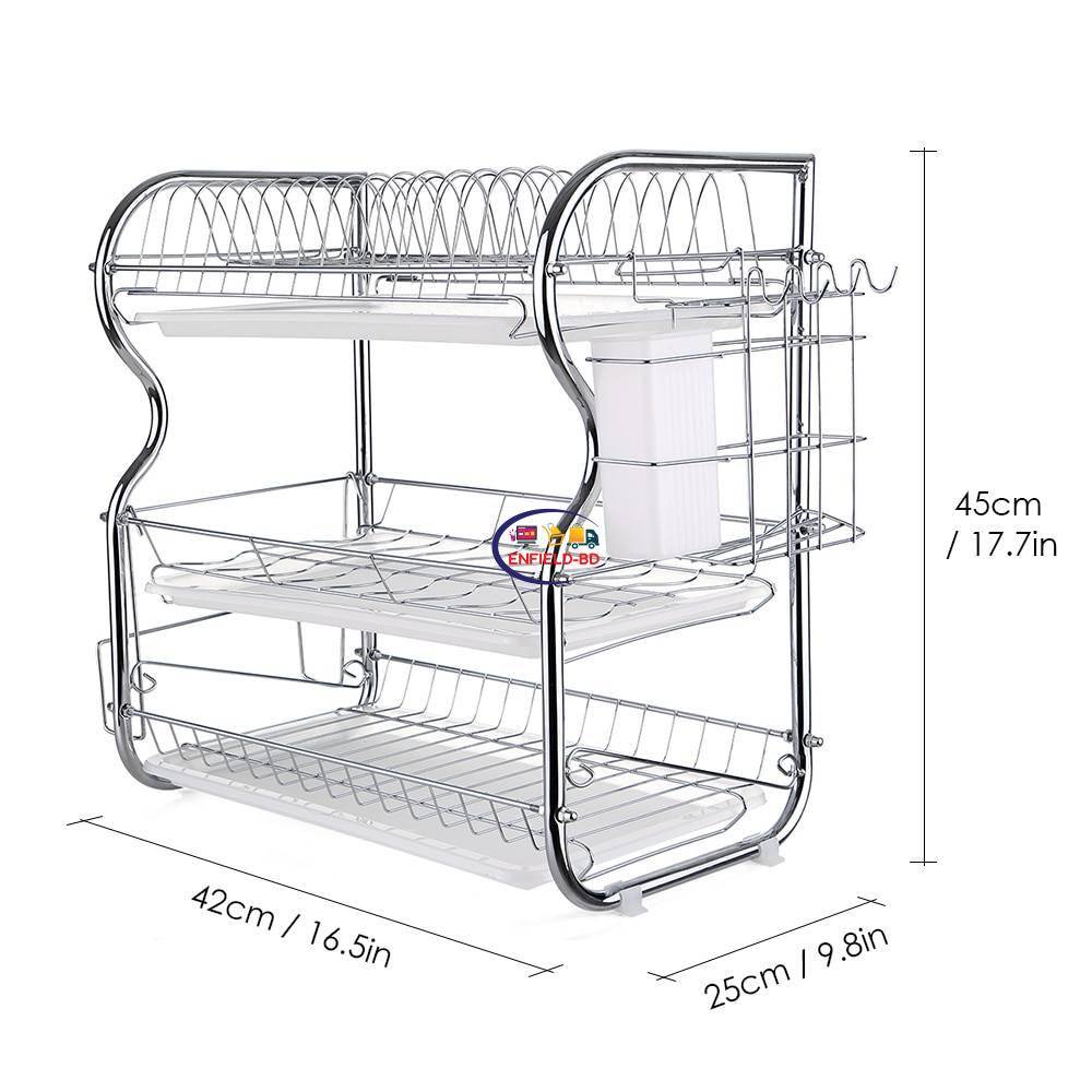 Premium Quality 3 Layer Kitchen Rack 3-Tier Satinless Steel