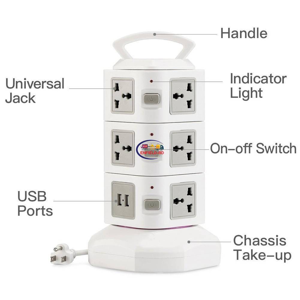 Tower Multiplug Power Strip Vertical Multi Socket