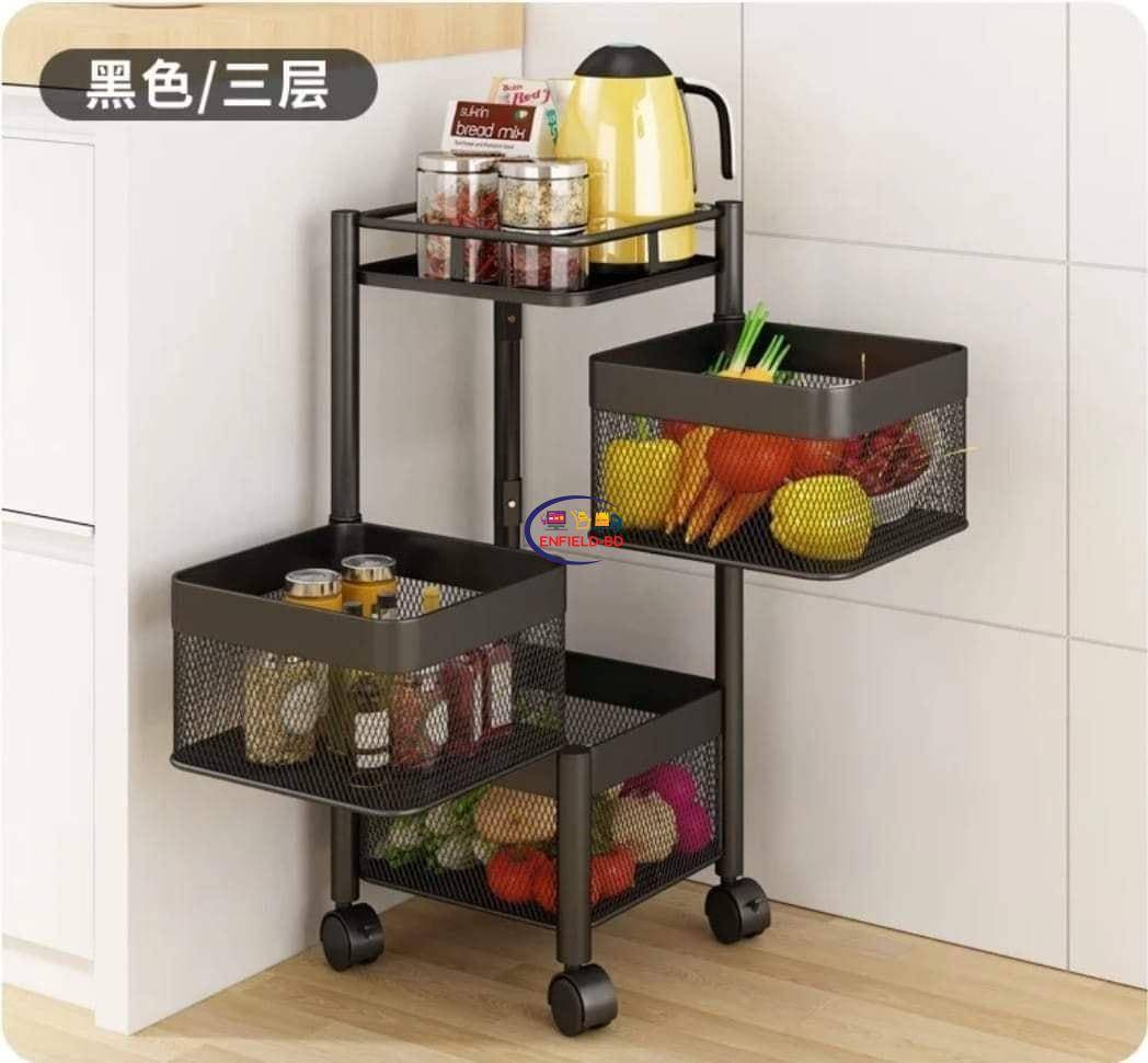 3 Layer Square fruit Rack Condiment Rack Storage Movable