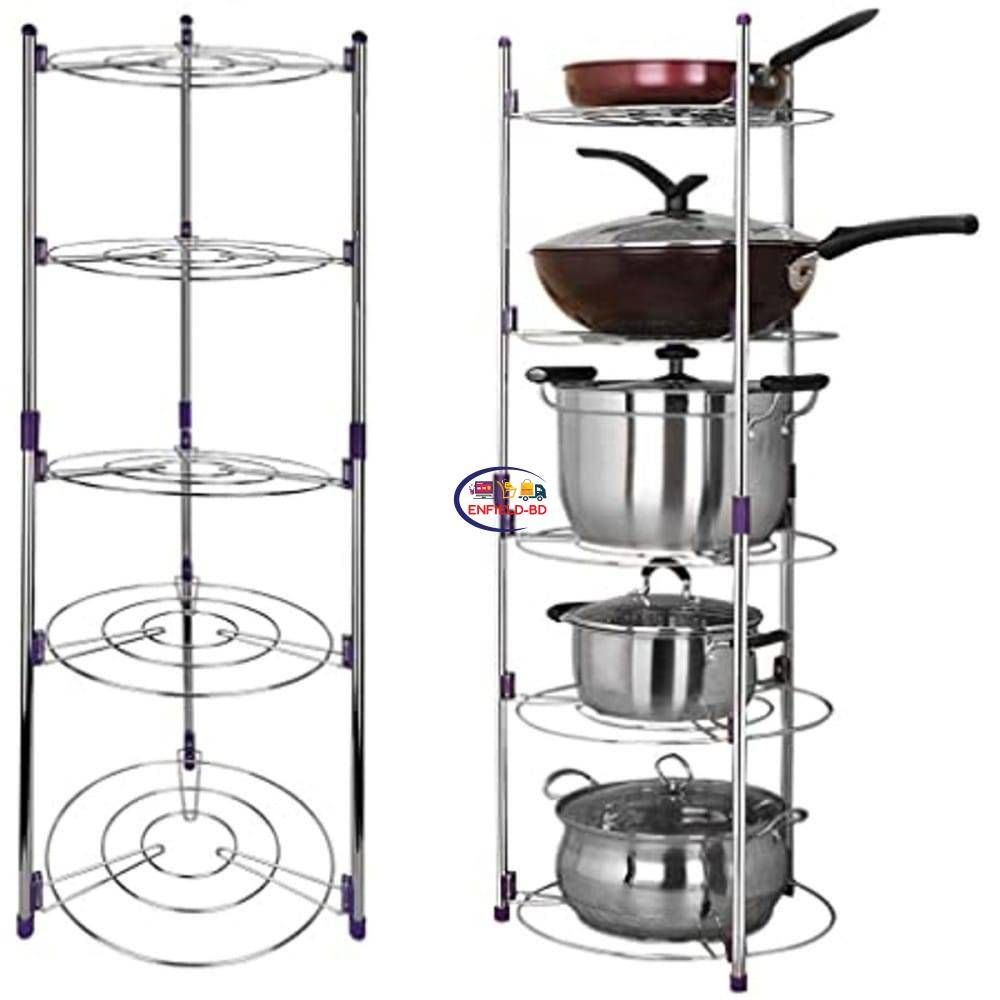 5 Layer Kitchen Steel Pot Rack Multi-function Rack Holders