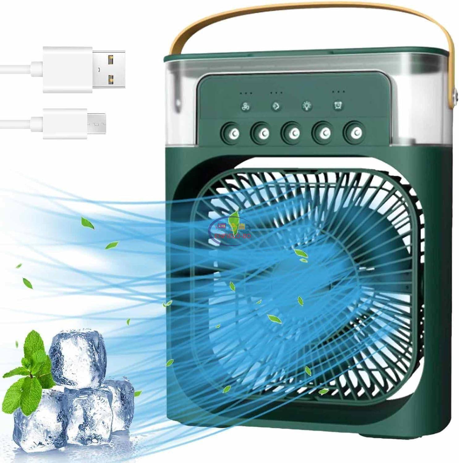 Desk Cooler Fan 5 Cool Mist 7 Colors Portable Air Cooler | Green