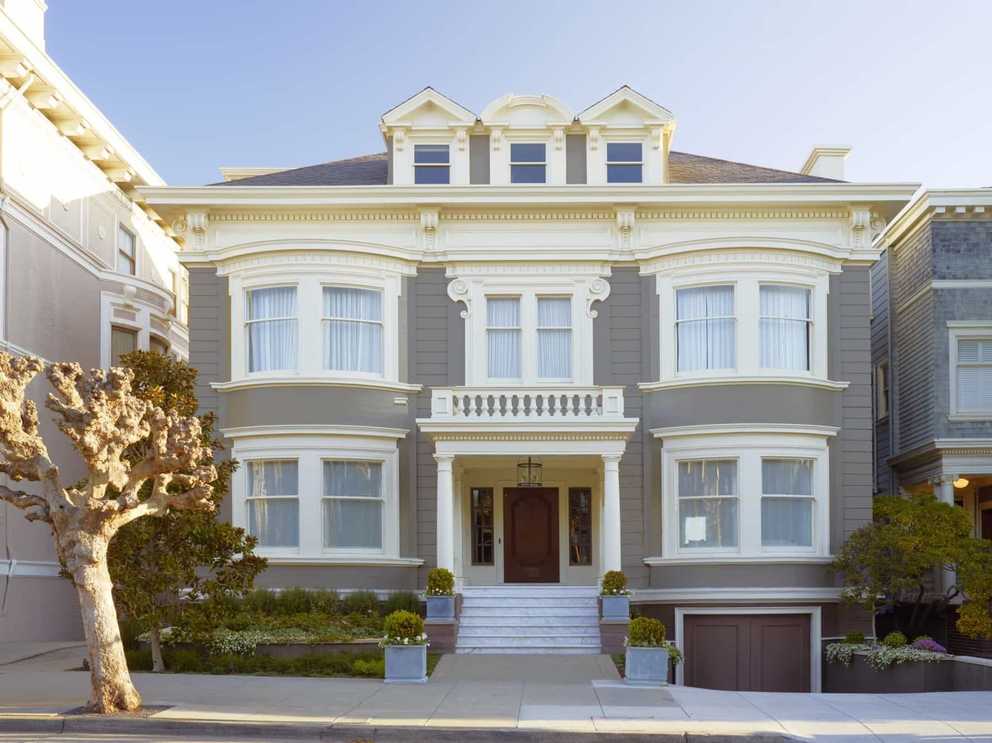 Colonial Gray Home With White Trim And Dormers #50884 | House ...
