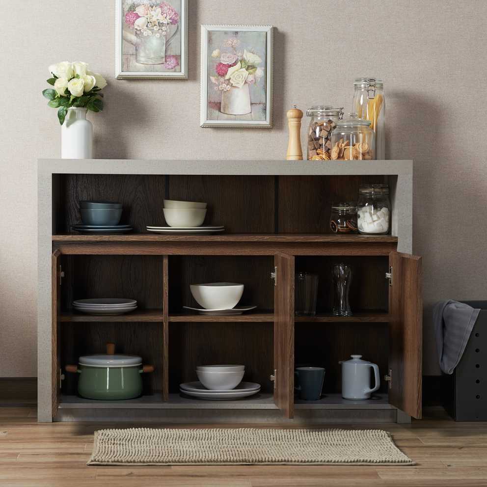 Showing Gallery of Industrial Cement-Like Multi-Storage Dining Buffets ...