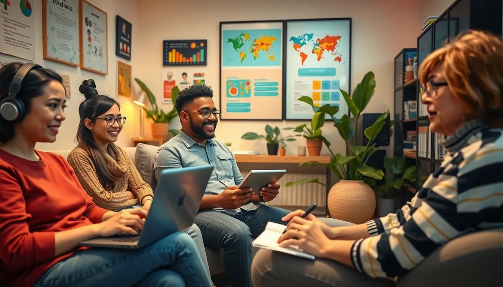 InspirePix | Diverse student office online learning setup colorful ...