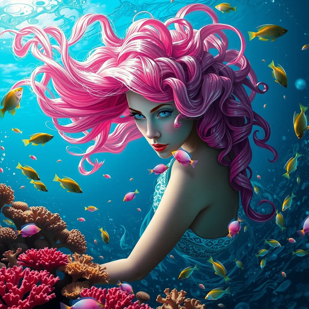 InspirePix | Underwater dali mermaid coral shimmer