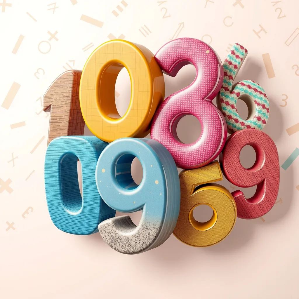 InspirePix | Colorful numbers collage d materials pastel math symbols