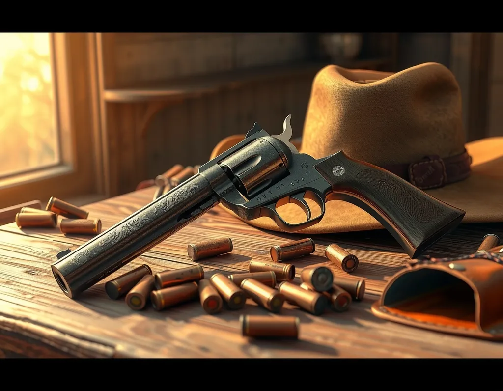 InspirePix | Vintage revolver wood table antique bullets holster cowboy ...