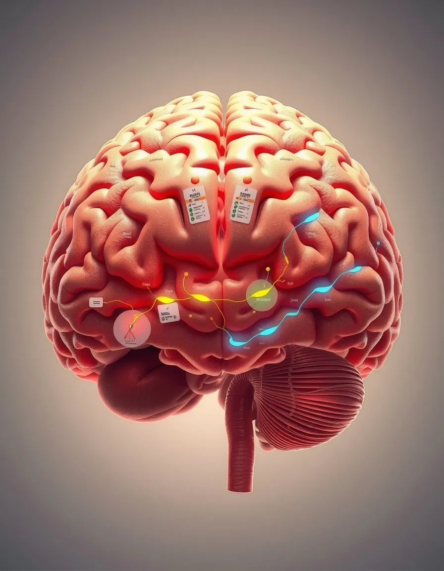 InspirePix | Human brain illustration realistic exterior internal labeled