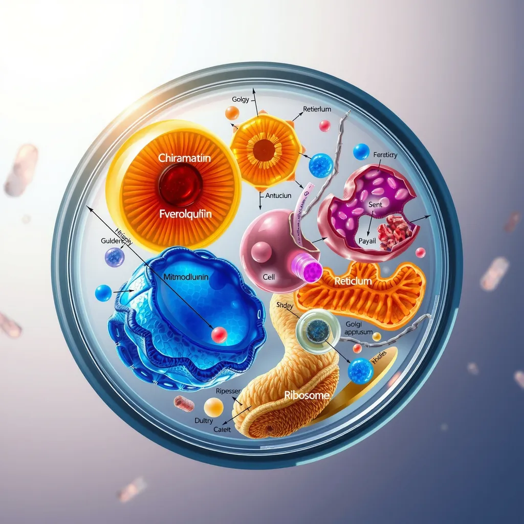 InspirePix | Human cell microscope illustration organelles detailed