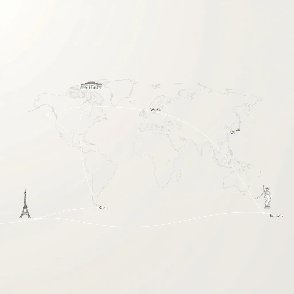 InspirePix | Pastel world map travel routes landmarks soft gradient